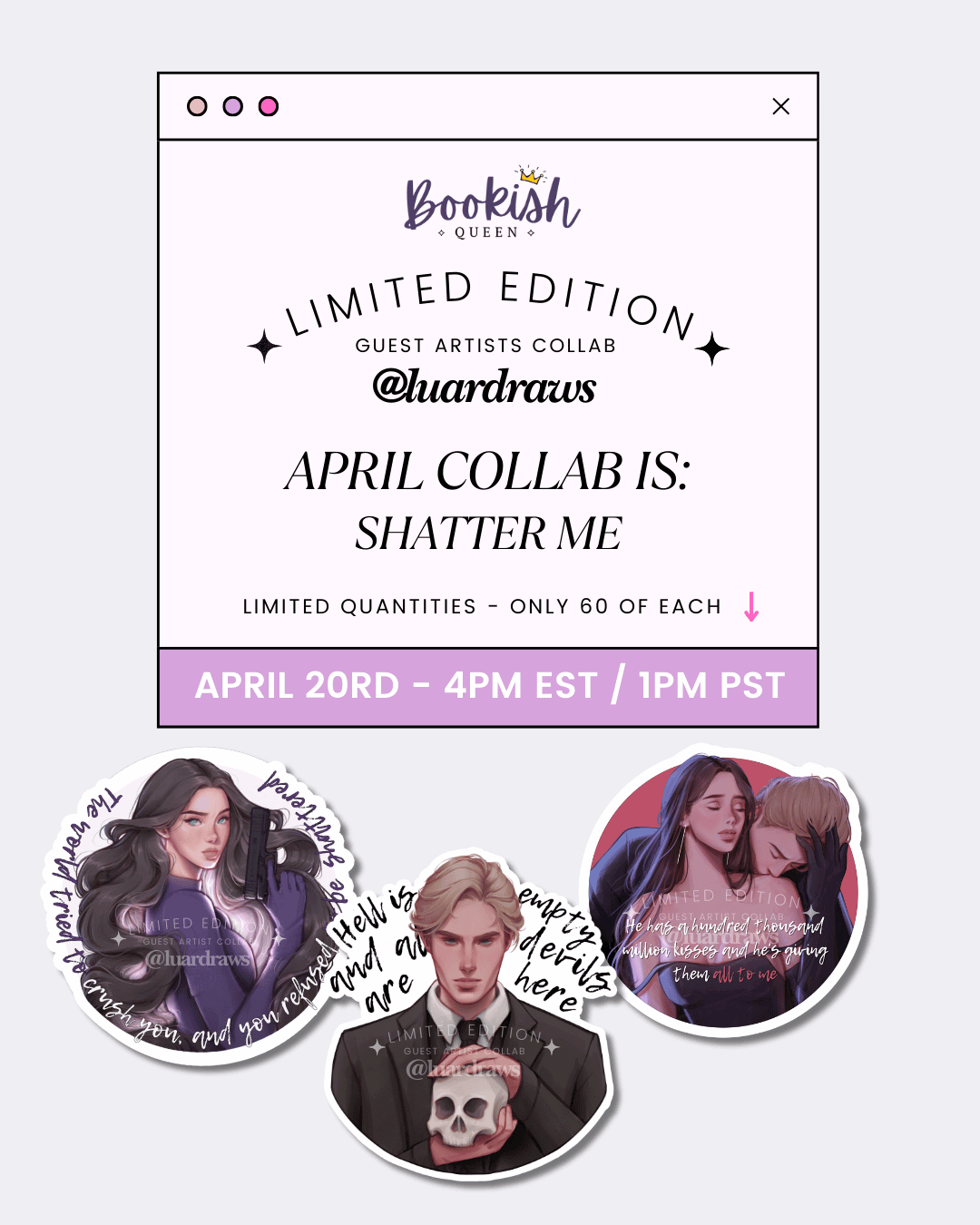 Limited Edition Shatter Me Stickers – Fanart by @Luardraws