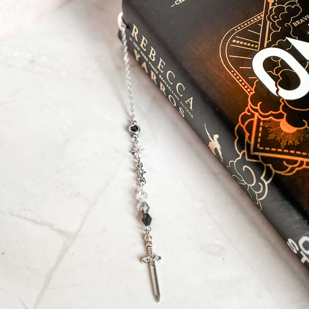 Dagger Metal Bookmark Charm - Fantasy Beaded Gift for Book Lovers